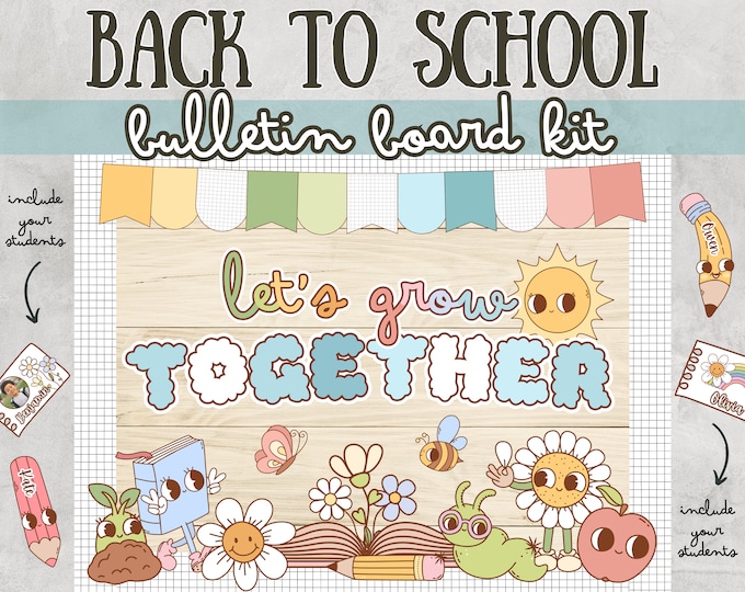 Retro, Back to School Groovy Bulletin Board Kit, Retro Vibes Theme ...