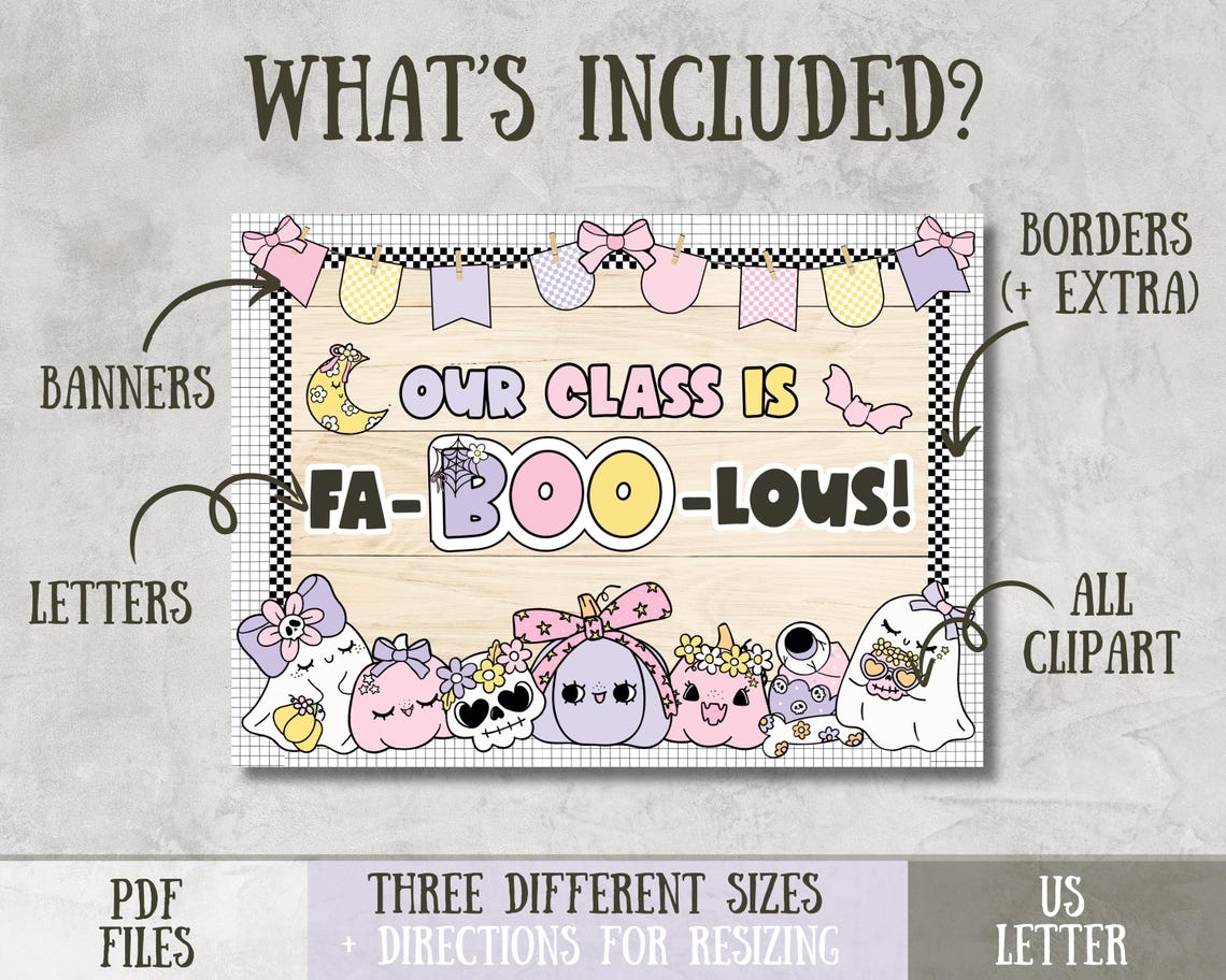 Groovy Halloween Bulletin Board Kit October Fall Bulletin Board Autumn ...