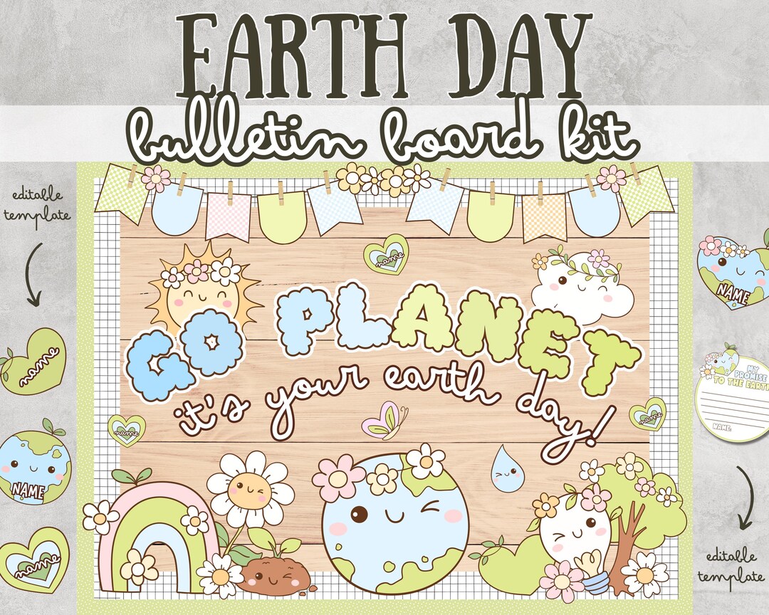 Earth Day Bulletin Board Ideas Spring April Bulletin Board Kit Door ...