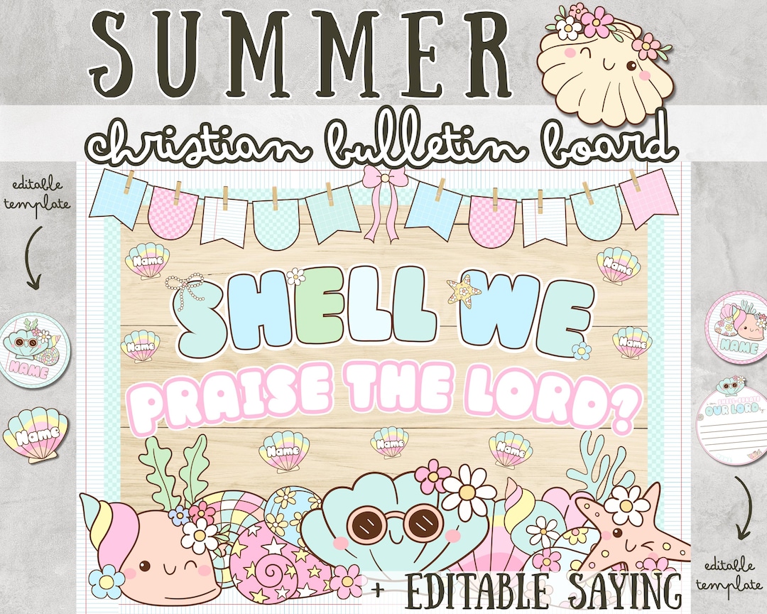 Christian Summer Bulletin Board Kit Religious May June Door Decorations ...