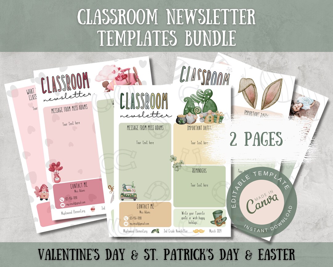 Valentine's Day Classroom Newsletter Template Bundle School Newsletter ...