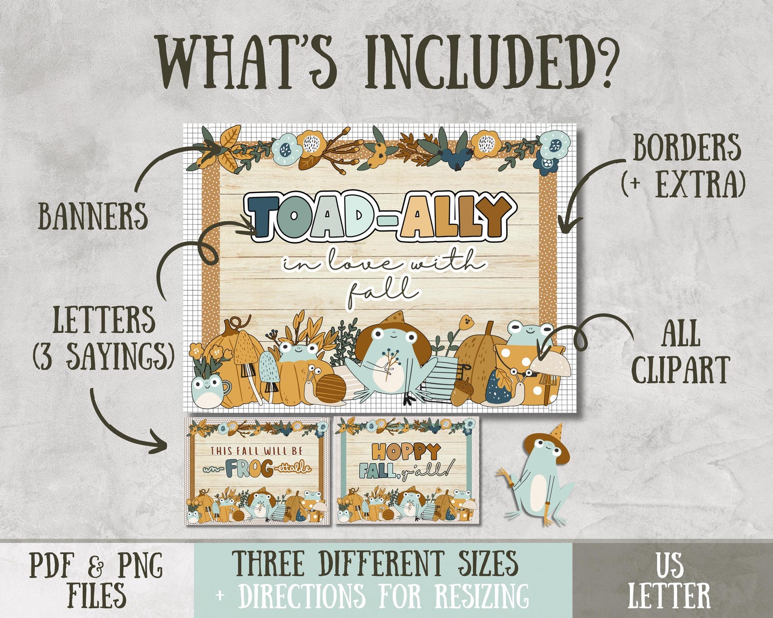 Boho Fall Bulletin Board Kit Autumn Bulletin Board September October ...