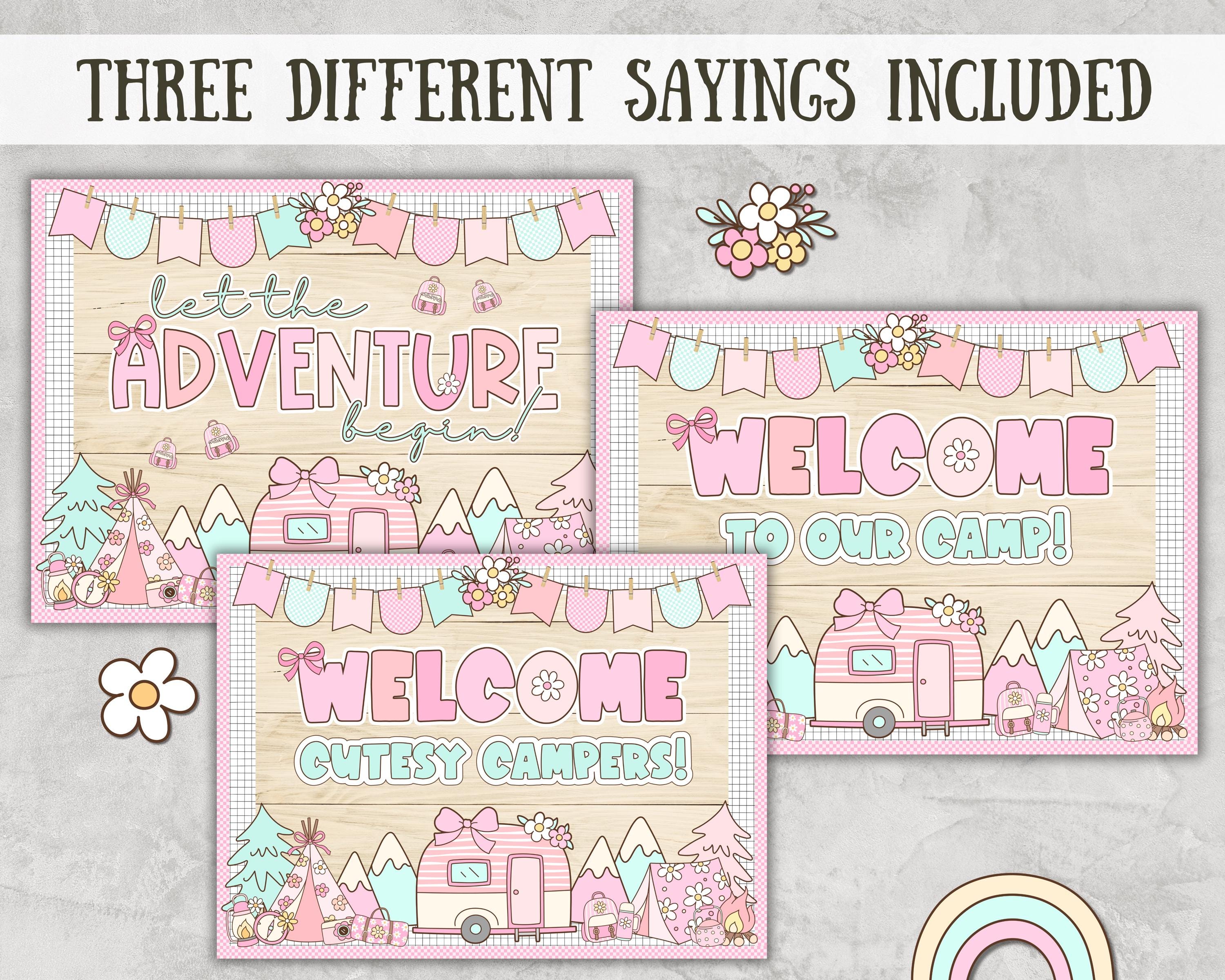 Welcome Back to School Bulletin Board Kit Ideas Camping Door ...