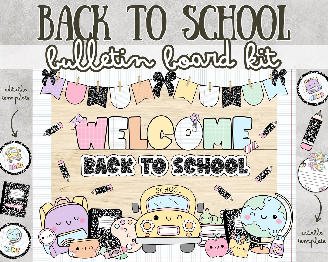Welcome Back to School Bulletin Board Kit Composition Notebook School ...