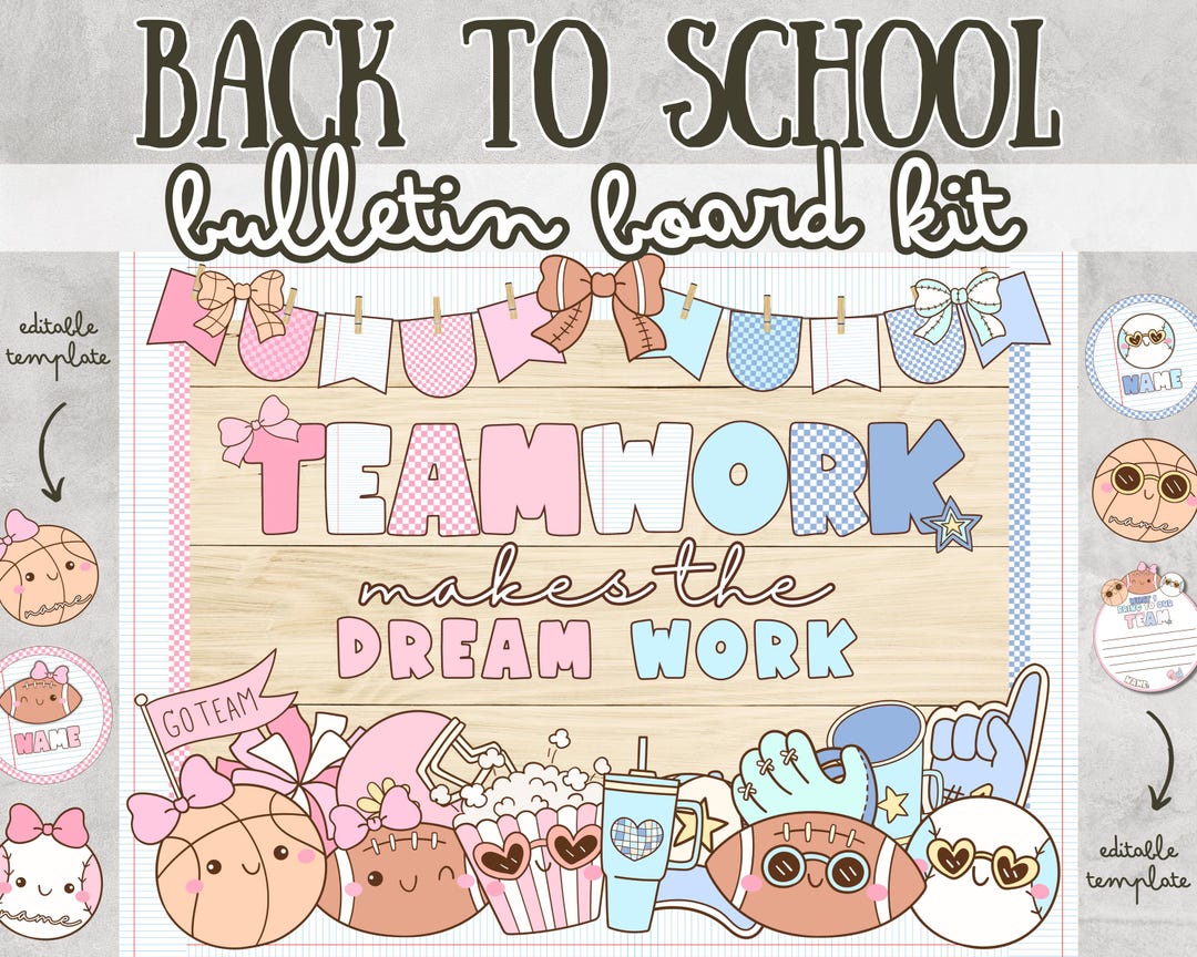 Team Back to School Bulletin Board Kit Ideas Sport Groovy Girly Pink ...