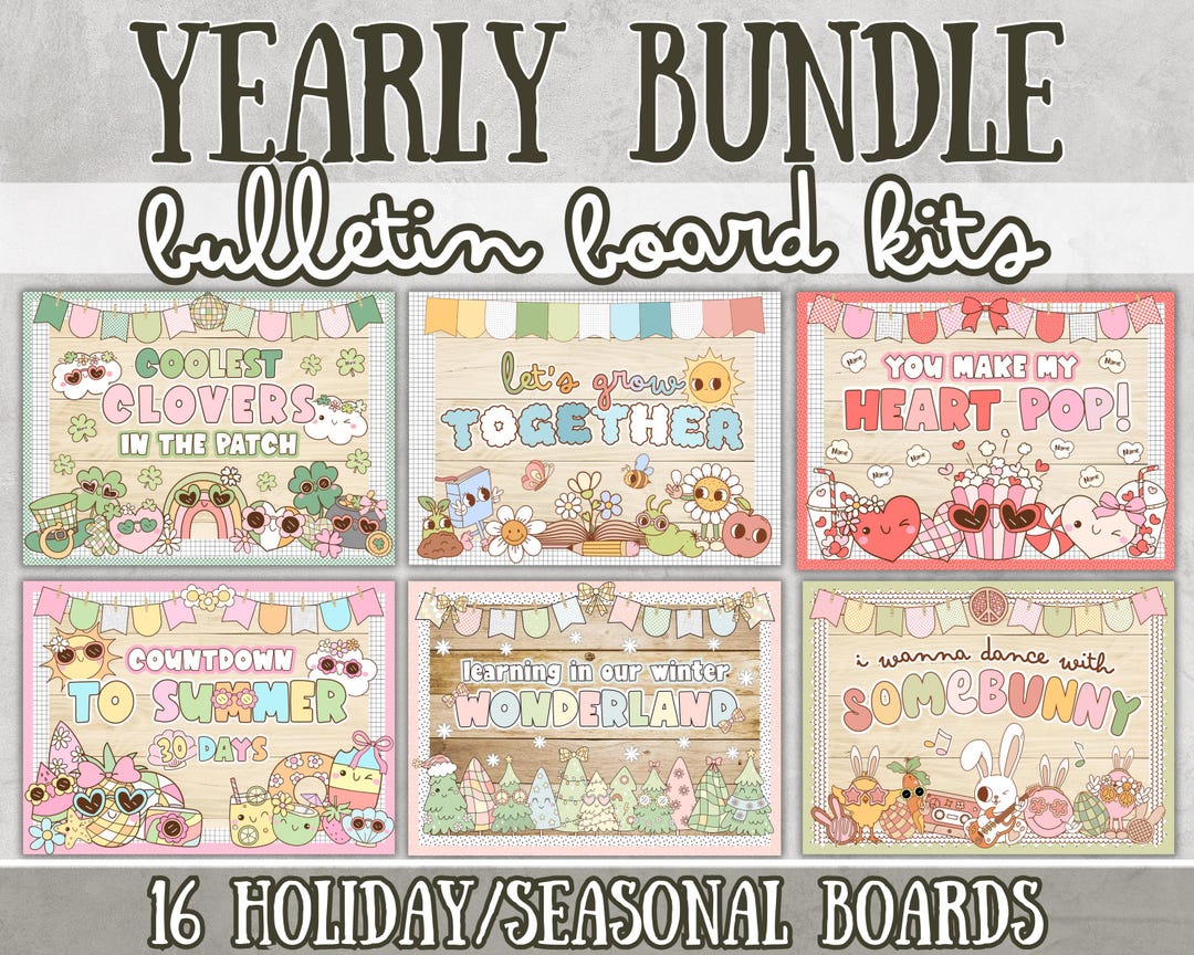 Yearly Bulletin Board Kits Bundle Seasonal Holiday All Year Long ...