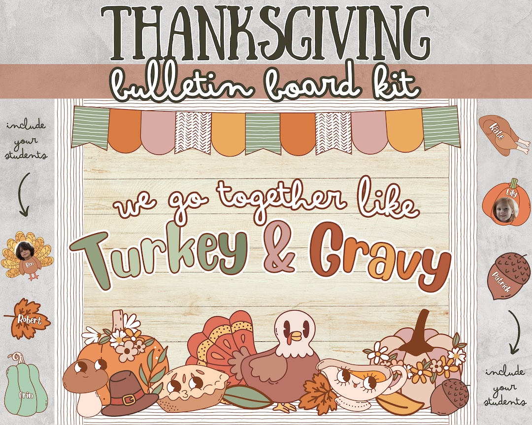 Thanksgiving Bulletin Board Kit Groovy November Bulletin Board Fall ...