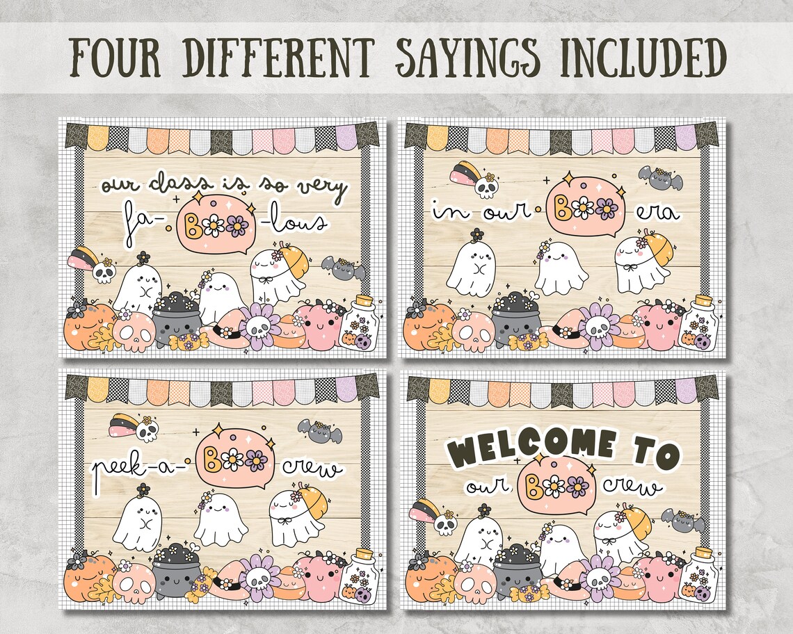 Groovy Halloween Bulletin Board Kit October Fall Bulletin Board Autumn ...