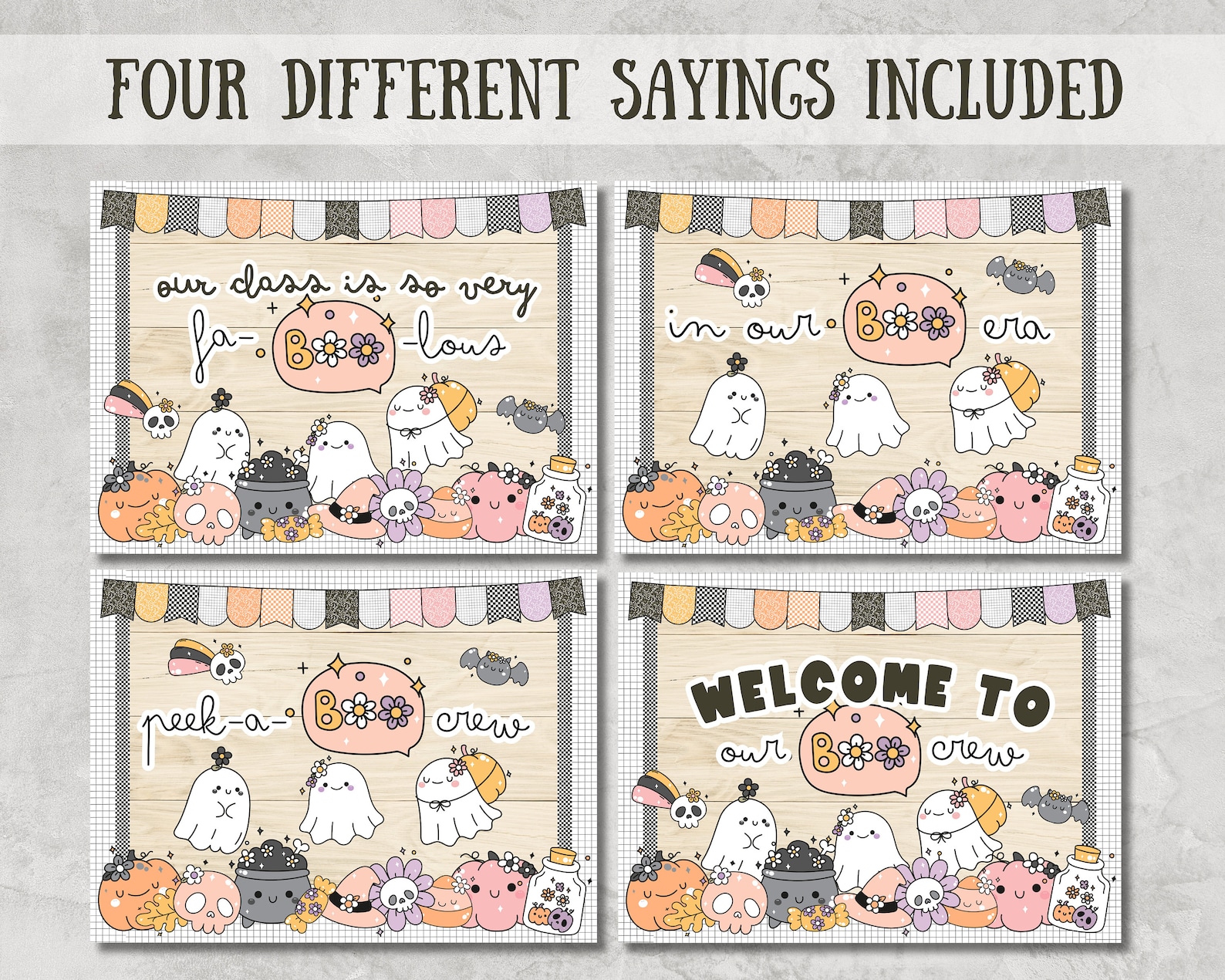 Groovy Halloween Bulletin Board Kit October Fall Bulletin Board Autumn ...