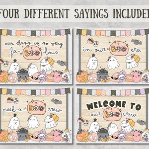 Groovy Halloween Bulletin Board Kit Pastel Pink October Fall Bulletin ...