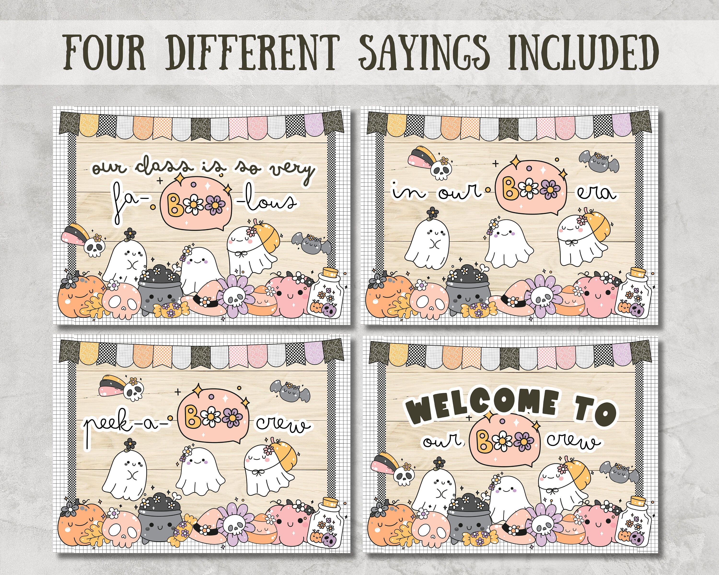 Groovy Halloween Bulletin Board Kit October Fall Bulletin Board Autumn ...