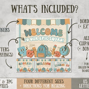 Welcome Back to School Bulletin Board Kit Back to School Decor Groovy ...