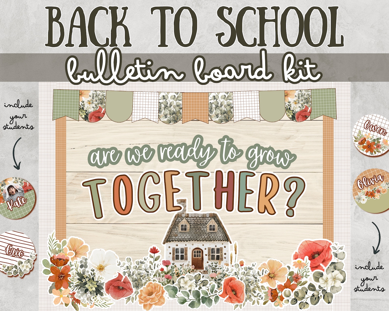 Welcome Back to School Bulletin Board Kit Botanical Back to School ...