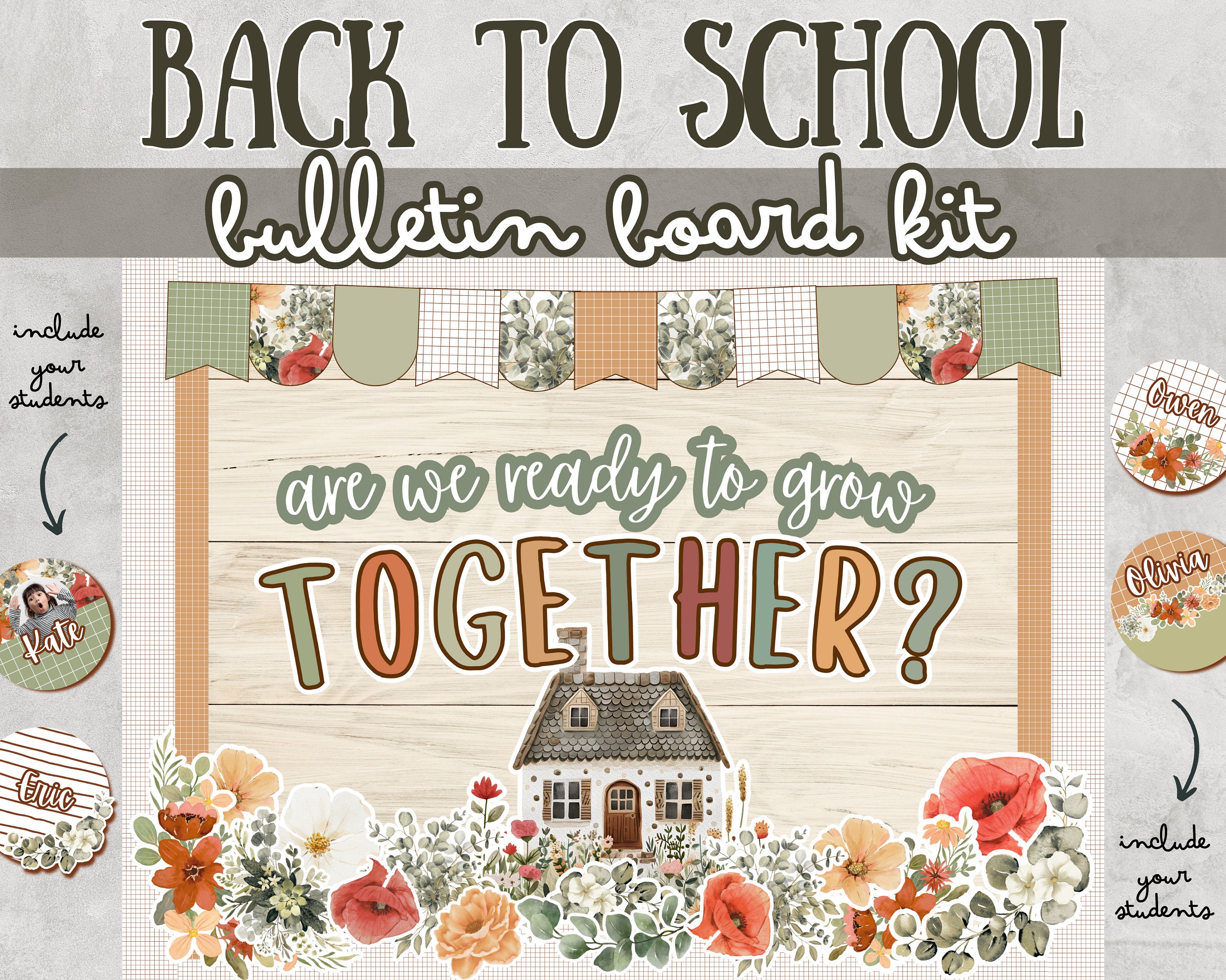 Welcome Back to School Bulletin Board Kit Botanical Back to School ...