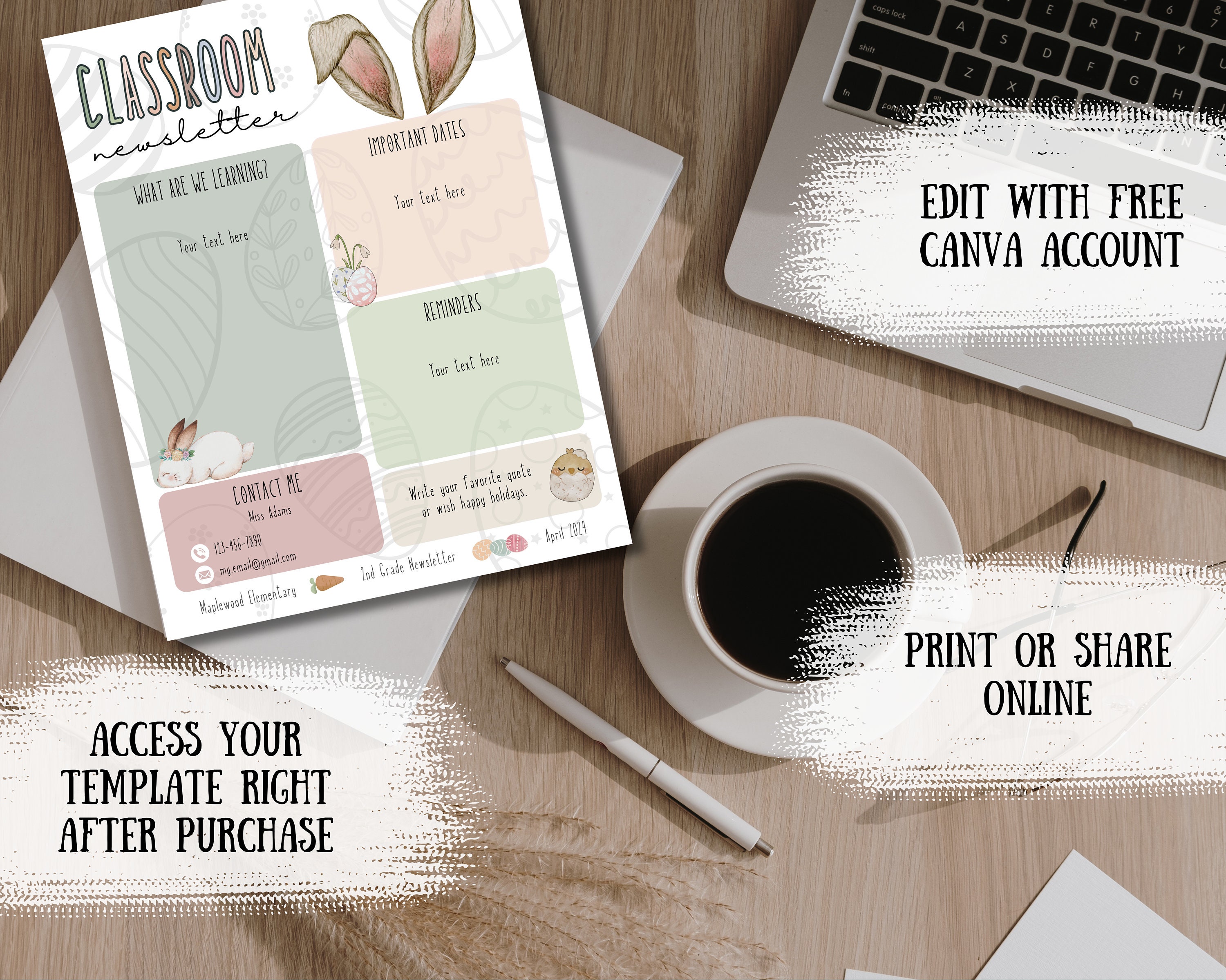 Easter Classroom Newsletter Template School Newsletter Template Canva ...