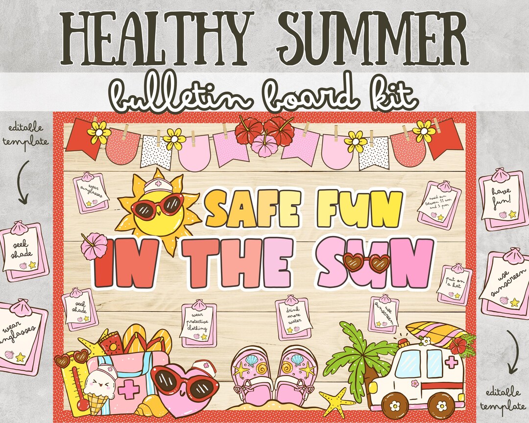 Summer Bulletin Board Ideas Healthy Habits School Nurse Door Decor May ...