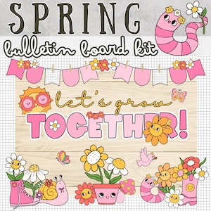 Spring Bulletin Board Ideas Pink April March Bulletin Board Kit Door ...