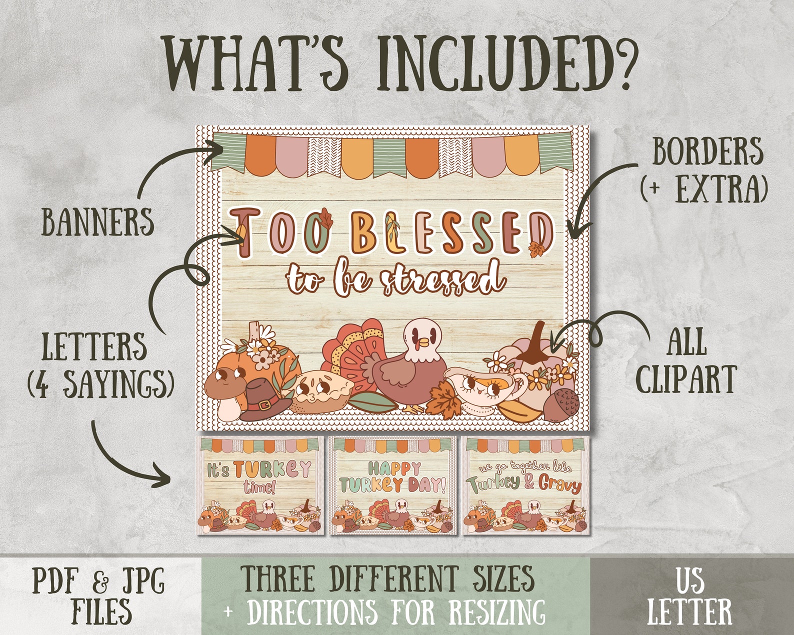 Thanksgiving Bulletin Board Kit Fall Bulletin Board November Bulletin ...