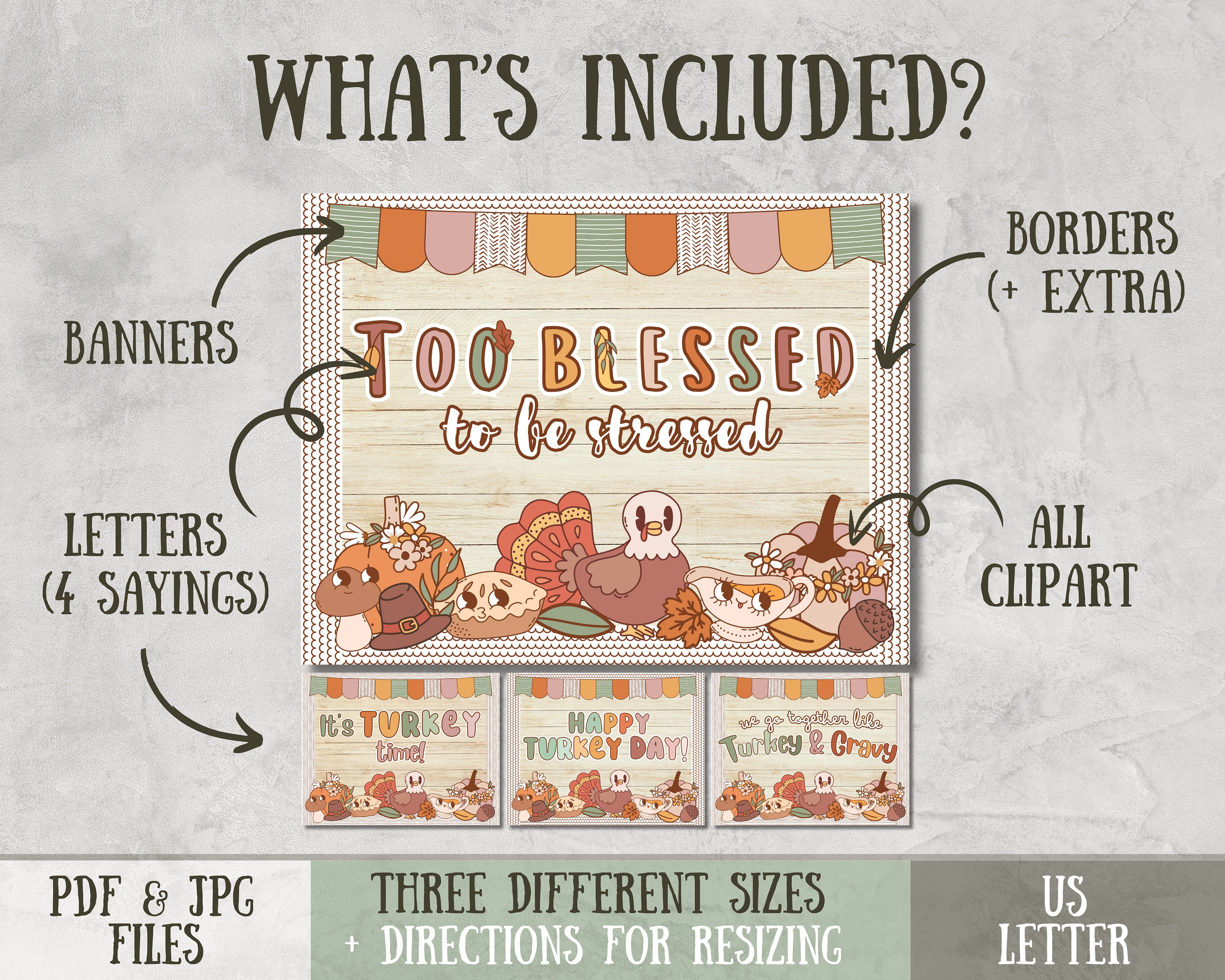 Thanksgiving Bulletin Board Kit Groovy November Bulletin Board Fall ...