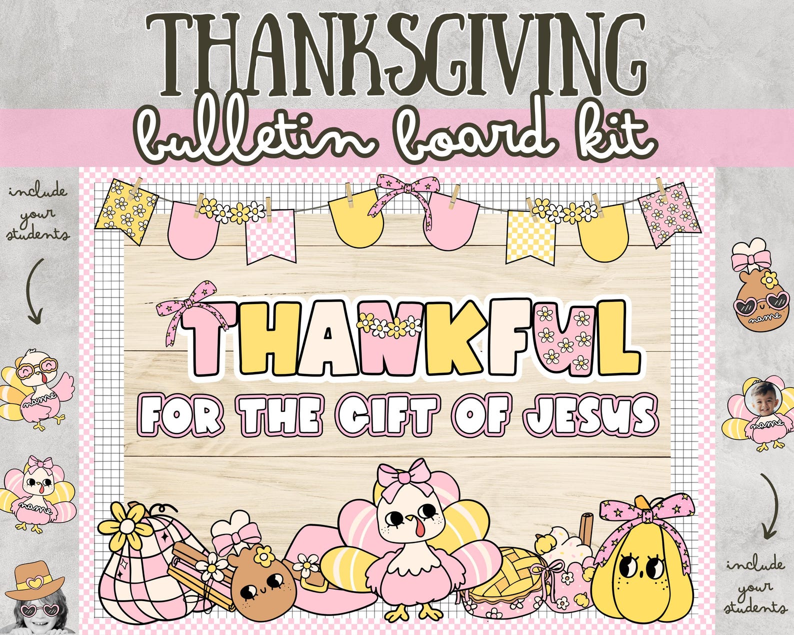 Christian Thanksgiving Bulletin Board Kit Religious Fall Bulletin Board ...