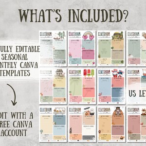 Monthly Classroom Newsletter Template Editable Yearly Bundle School ...