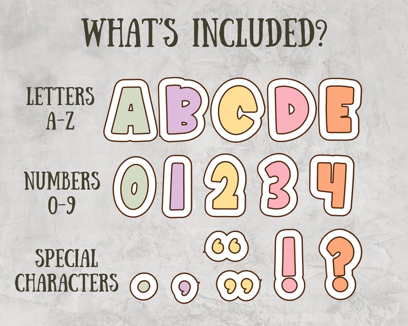 Printable Bulletin Board Letters Pastel Pink Green Yellow Purple Orange ...