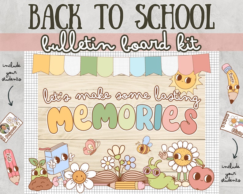 Welcome Back to School Bulletin Board Kit Groovy Retro Back to School ...