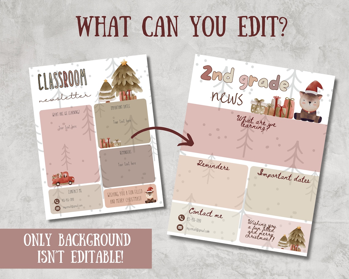 Christmas Newsletter Template Canva Classroom Newsletter December ...