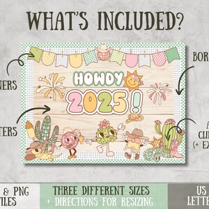 Western New Year Bulletin Board Kit 2025 Groovy Retro Decoration Ideas ...