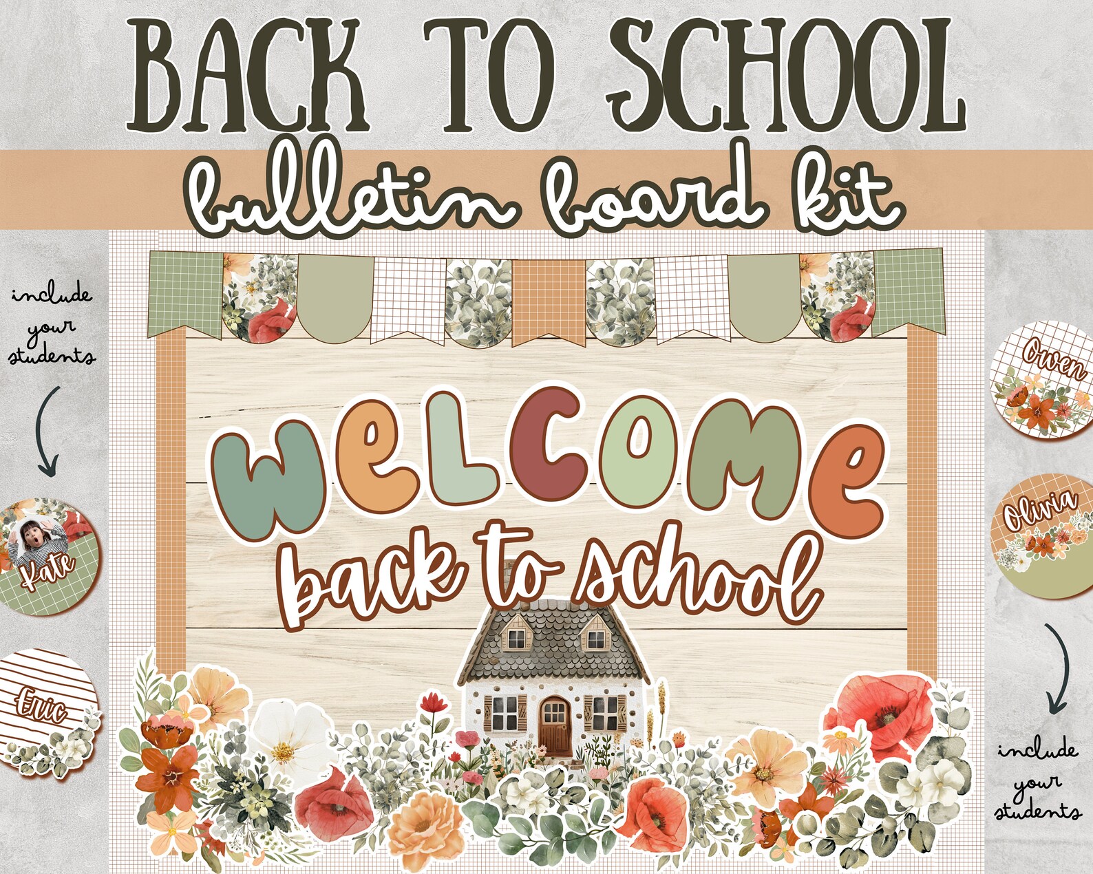 Welcome Back to School Bulletin Board Kit Botanical Back to School ...
