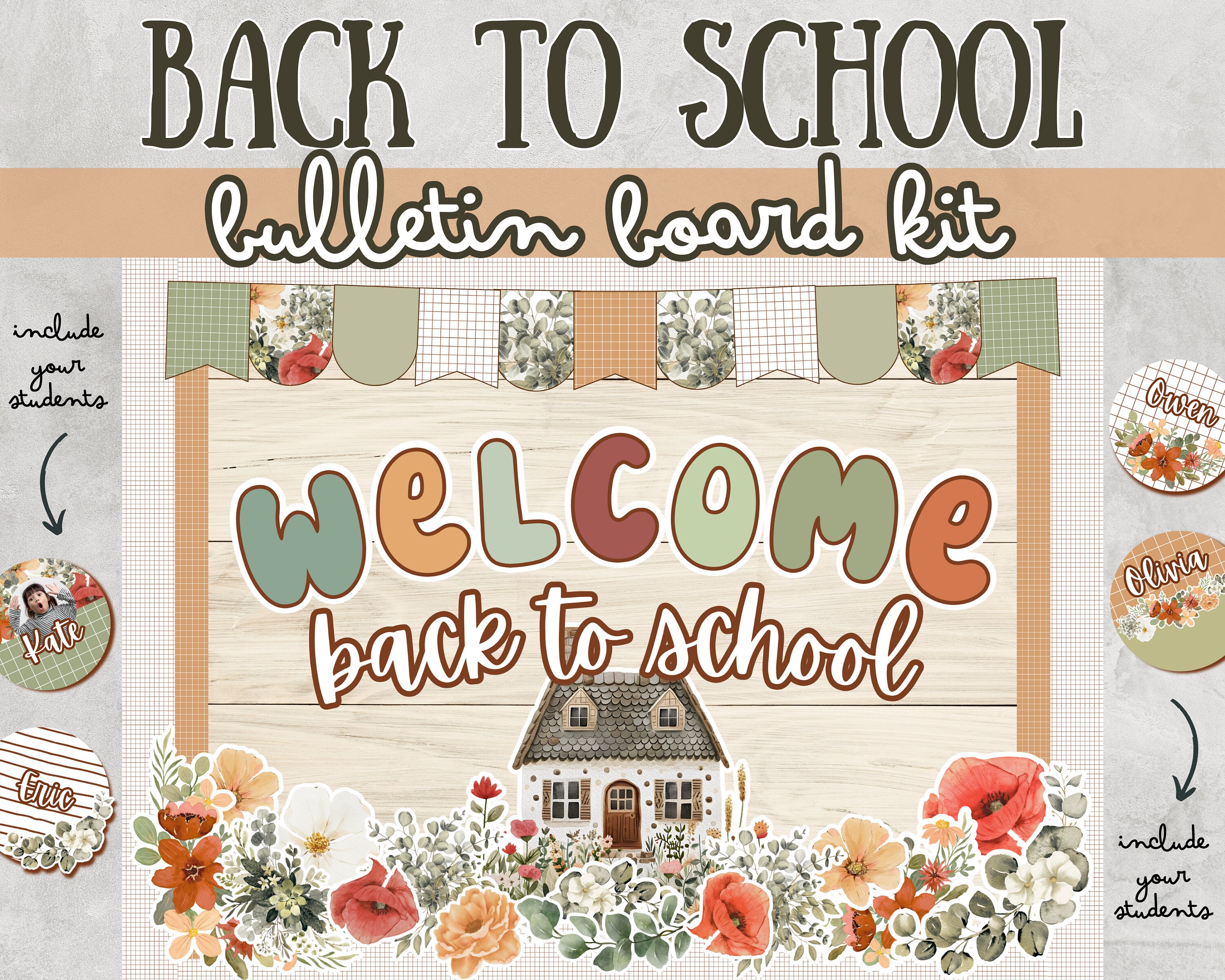 Welcome Back to School Bulletin Board Kit Botanical Back to School ...