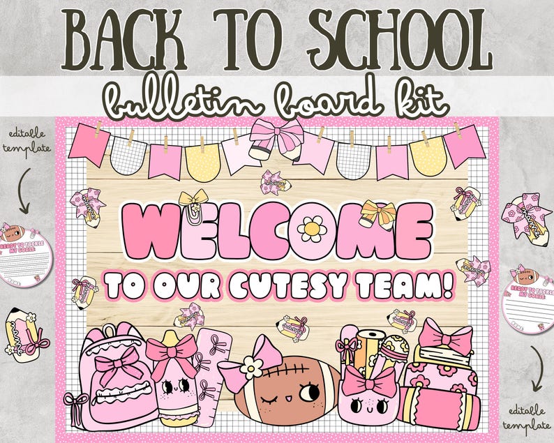 Welcome Back to School Bulletin Board Kit Ideas Groovy Girly Pink ...