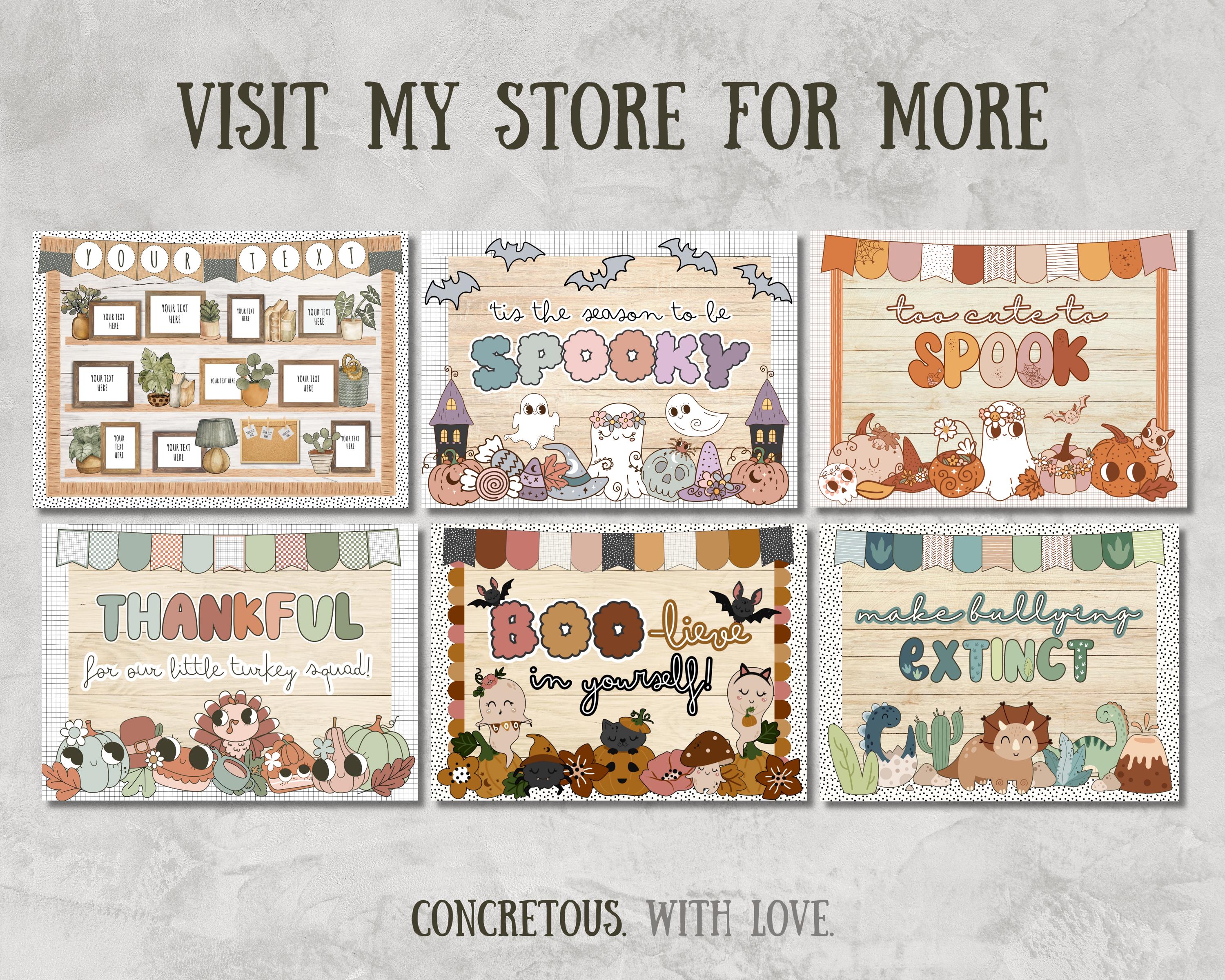 Boho Fall Bulletin Board Kit Autumn Bulletin Board September October ...