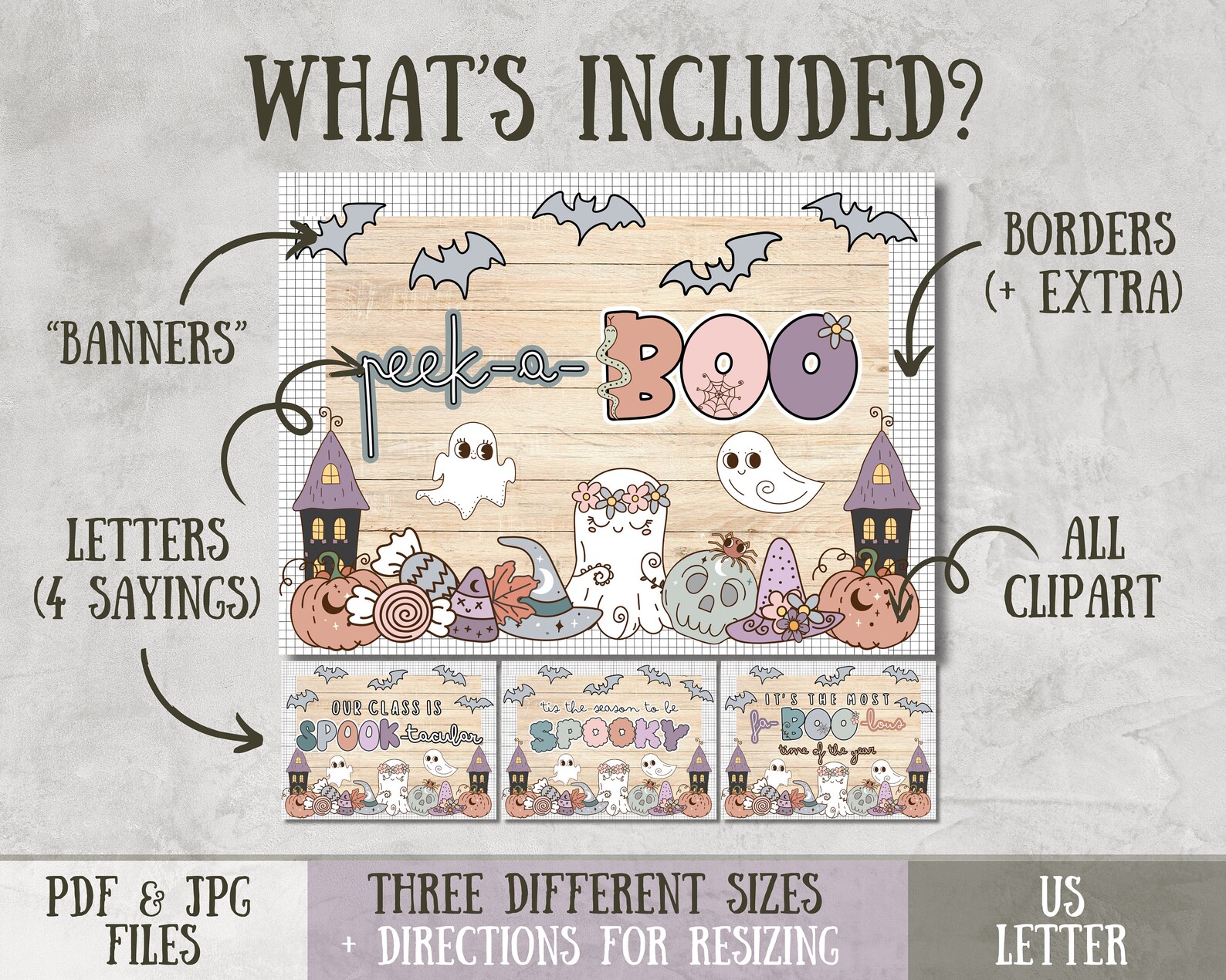 Halloween Bulletin Board Kit October Fall Bulletin Board Autumn ...