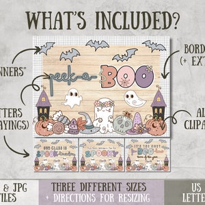 Halloween Bulletin Board Kit October Fall Groovy Bulletin Board Pastel ...