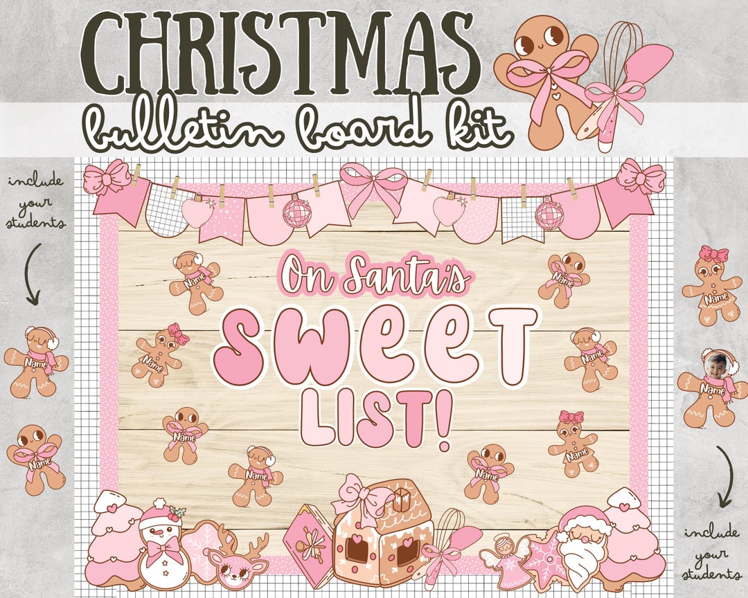 Christmas Bulletin Board Kit Gingerbread Coquette Door Decor Set Ideas ...