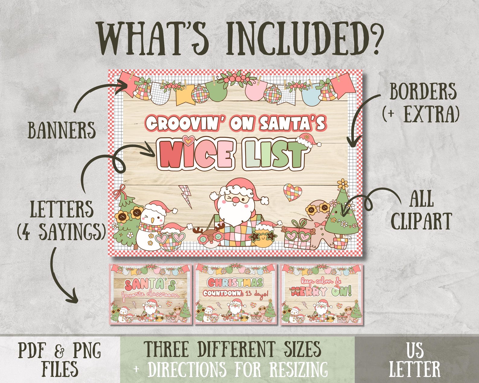Christmas Bulletin Board Kit December Winter Bulletin Board Ideas Retro ...
