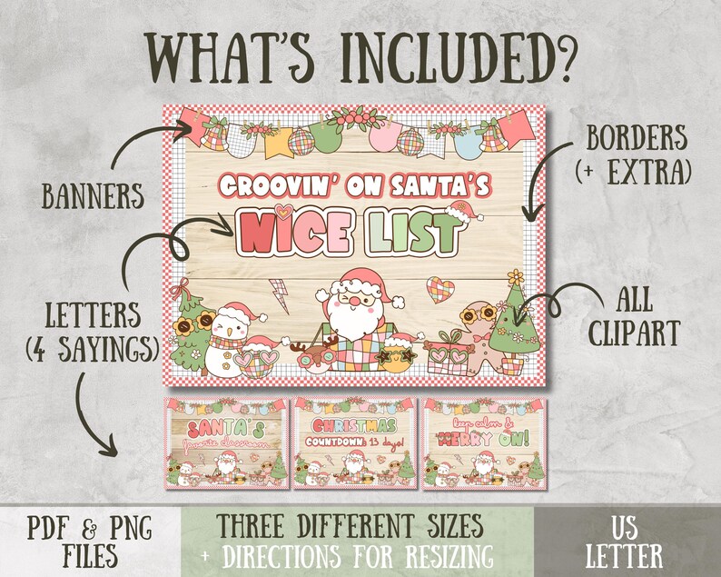 Christmas Bulletin Board Kit December Winter Bulletin Board Ideas Retro ...