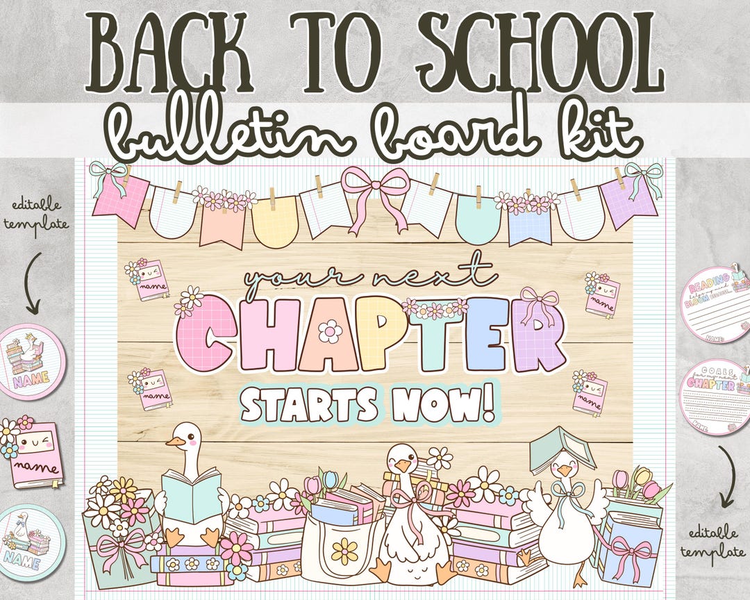 Reading Library Books Welcome Back to School Bulletin Board Kit Goose ...