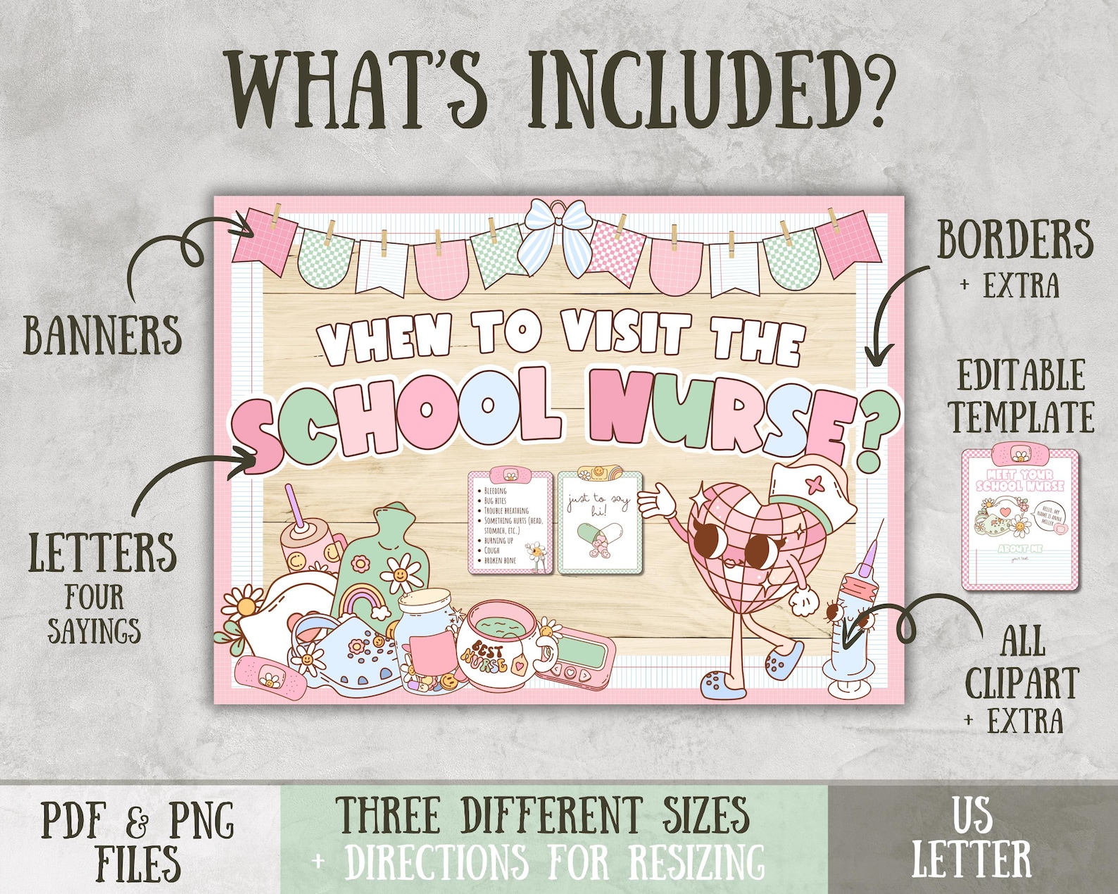 School Nurse Bulletin Board Kit Welcome Back to School August September ...