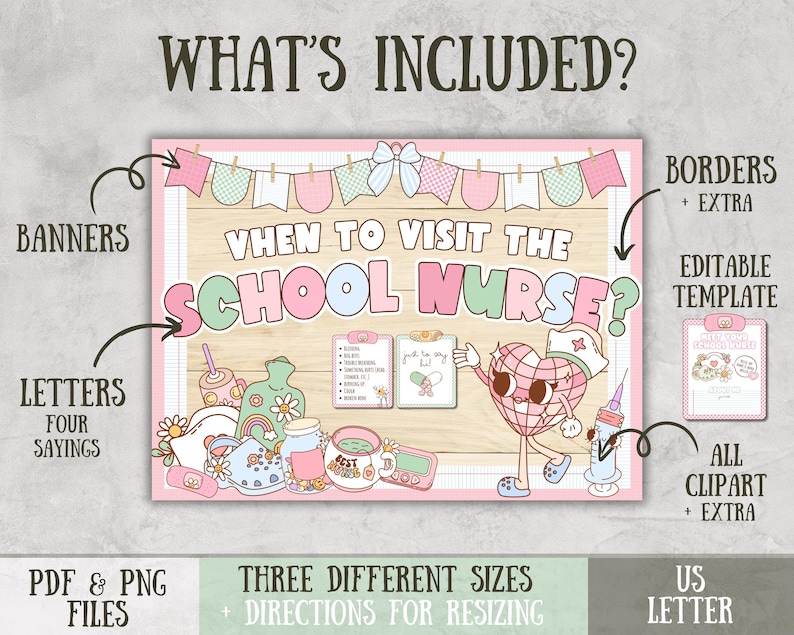 School Nurse Bulletin Board Kit Welcome Back to School August September ...