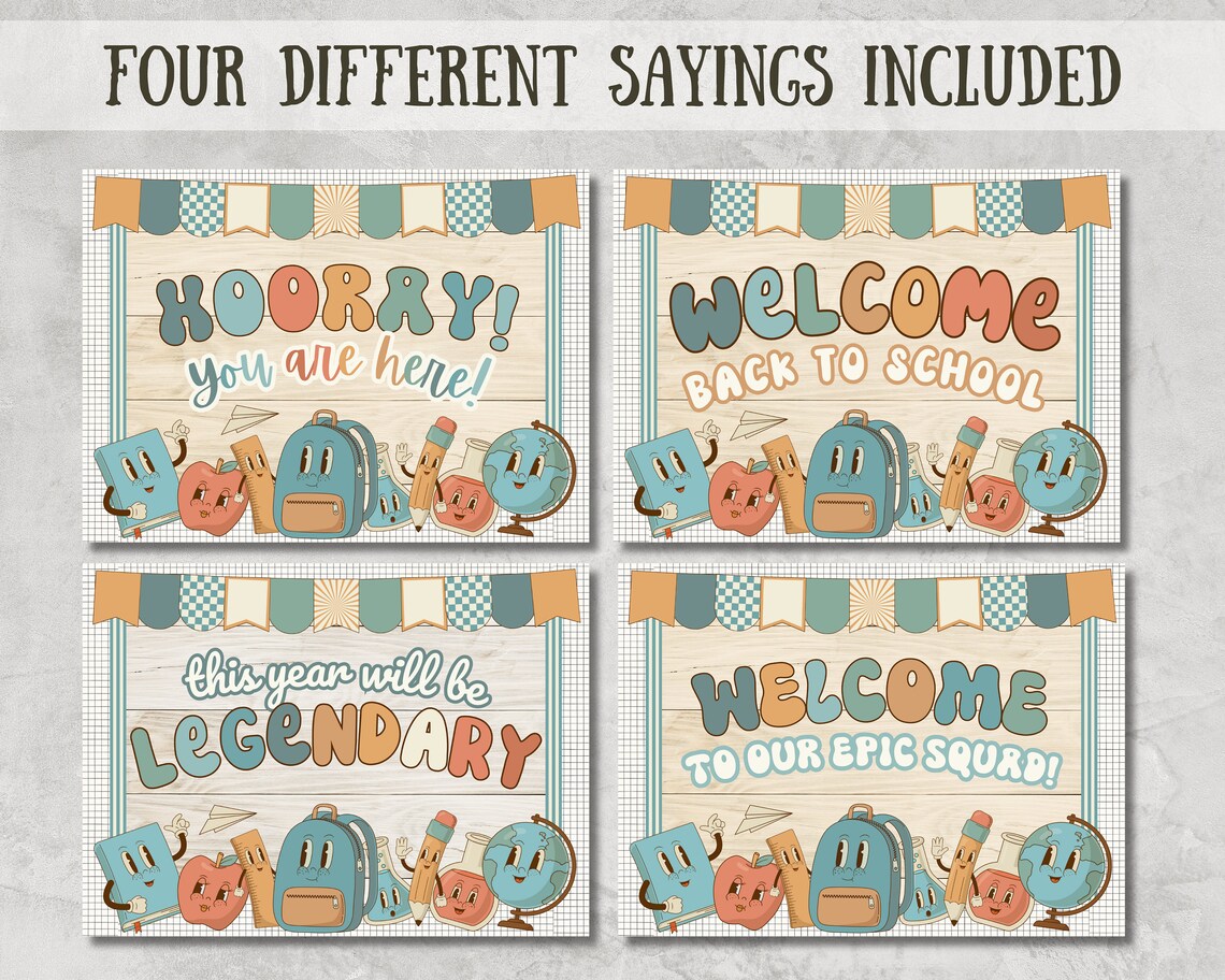 Welcome Back to School Bulletin Board Kit Back to School Decor Groovy ...