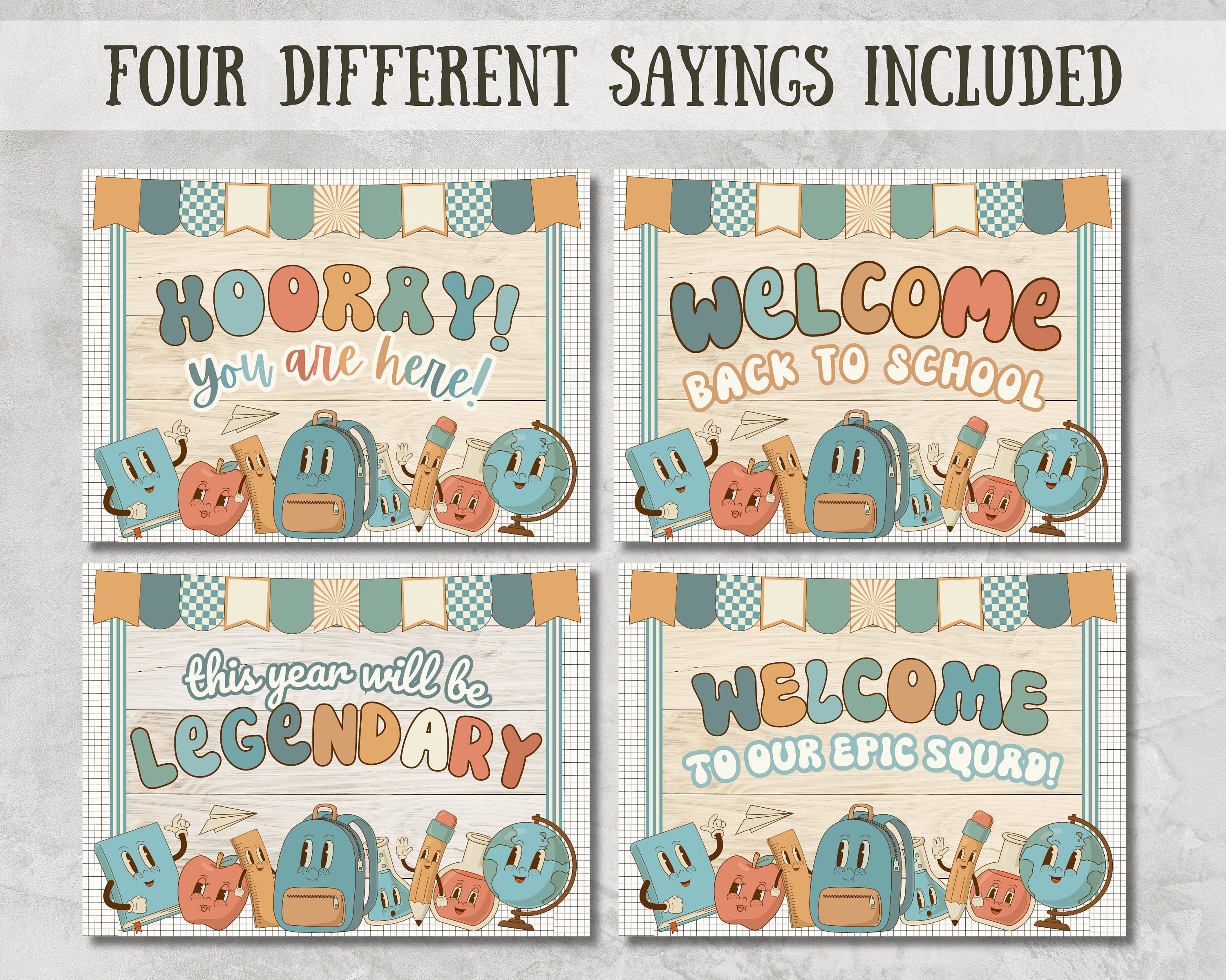 Welcome Back to School Bulletin Board Kit Back to School Decor Groovy ...