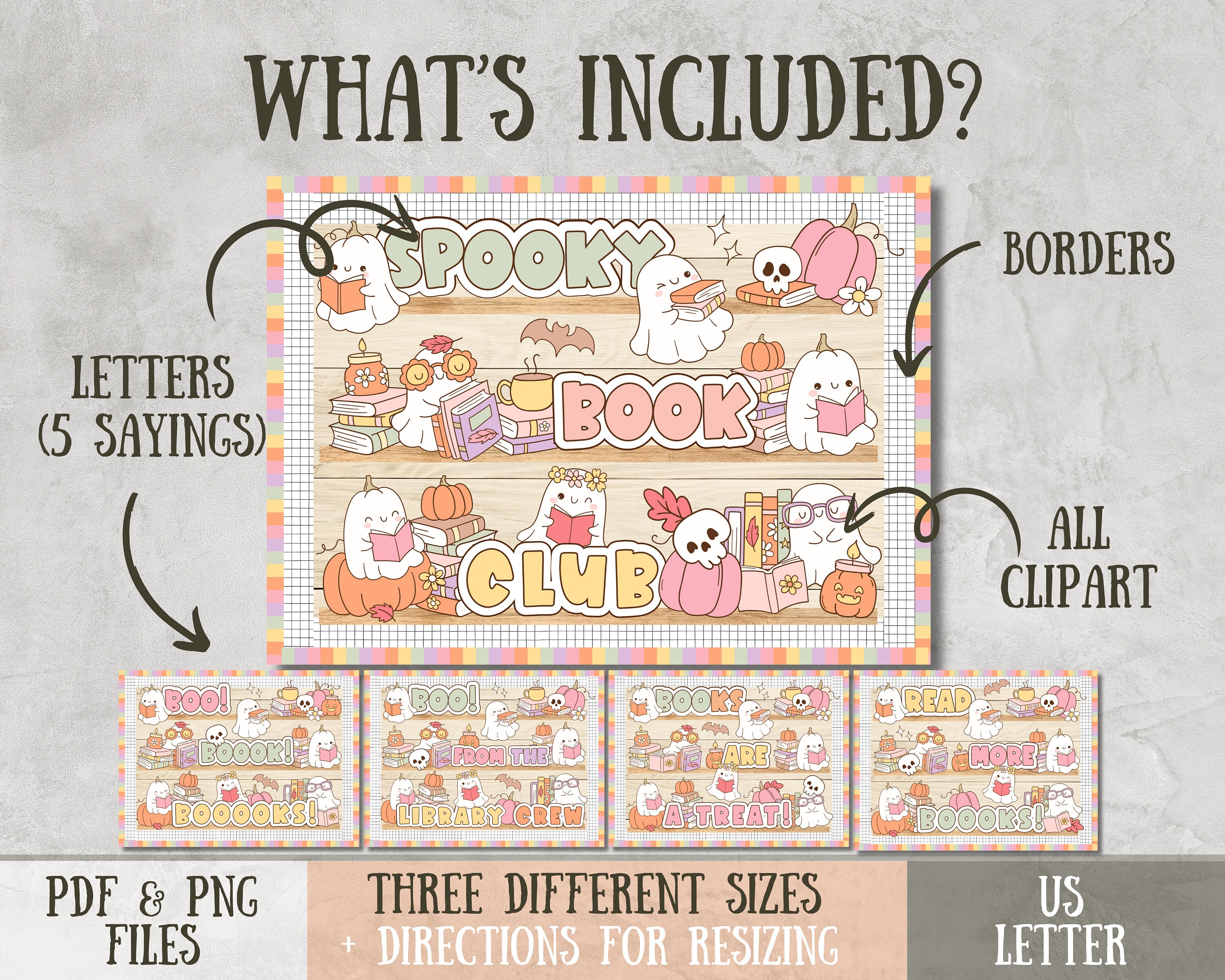 Reading Halloween Bulletin Board Kit October Fall Bulletin Board Autumn ...