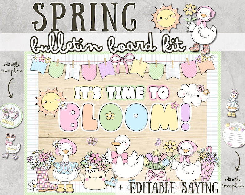 Spring Bulletin Board Kit Silly Goose March April May Door Decoration ...