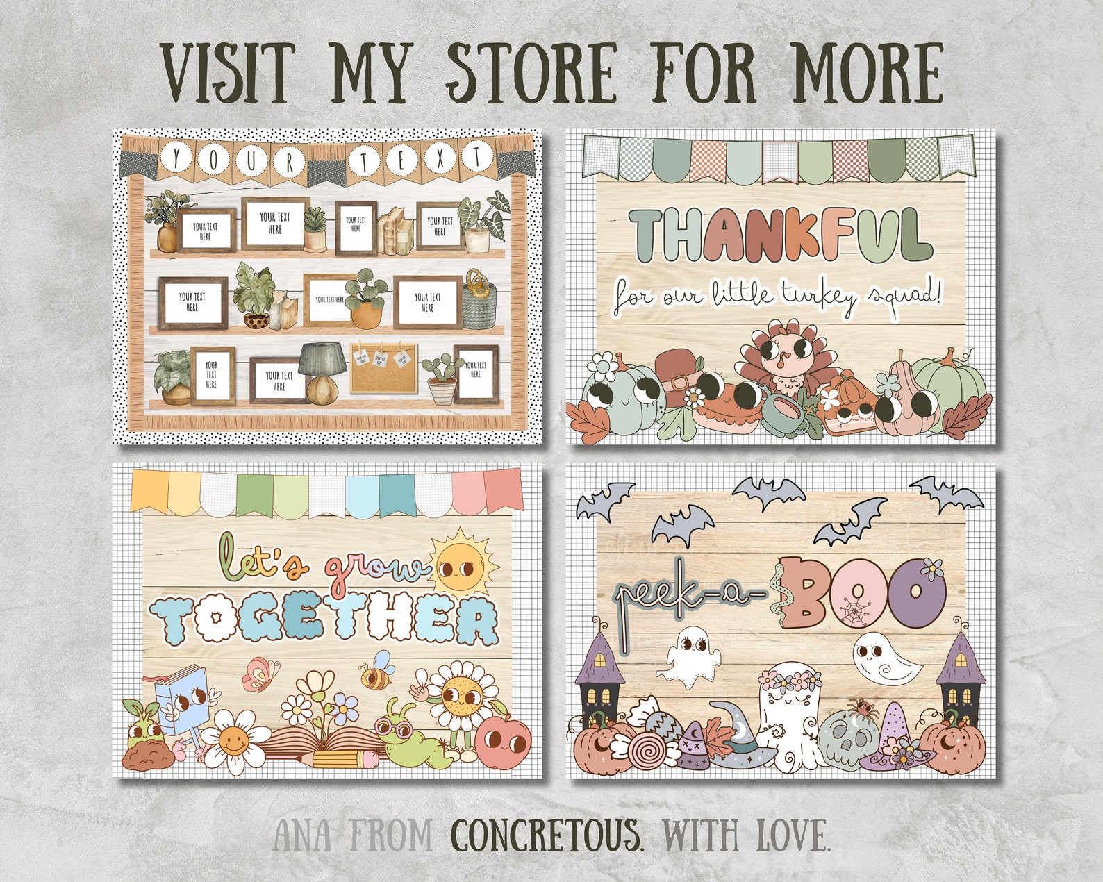 Pastel Halloween Bulletin Board Kit Books Reading October Fall Bulletin ...