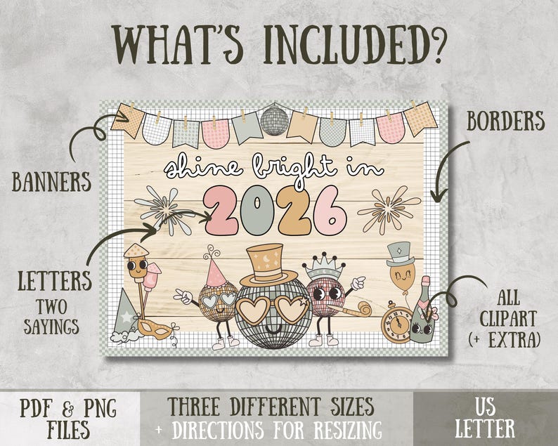New Years Bulletin Board Kit Decoration Ideas January Winter Classroom ...