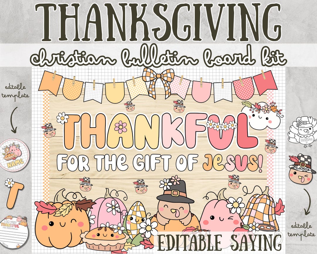 Christian Thanksgiving Bulletin Board Kit Religious Groovy Retro ...