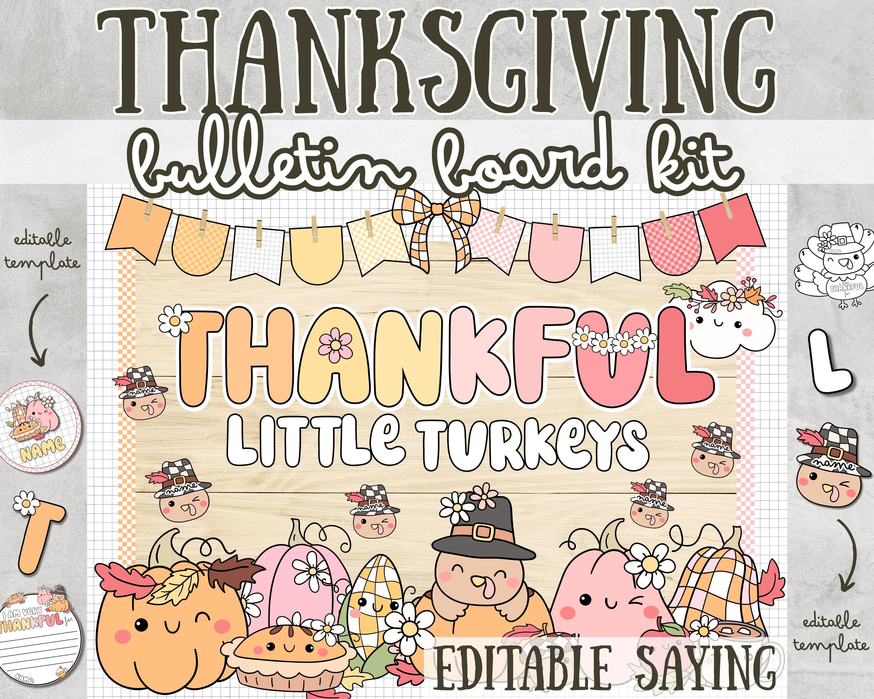 Thanksgiving Bulletin Board Kit Groovy Retro November Door Decorations ...