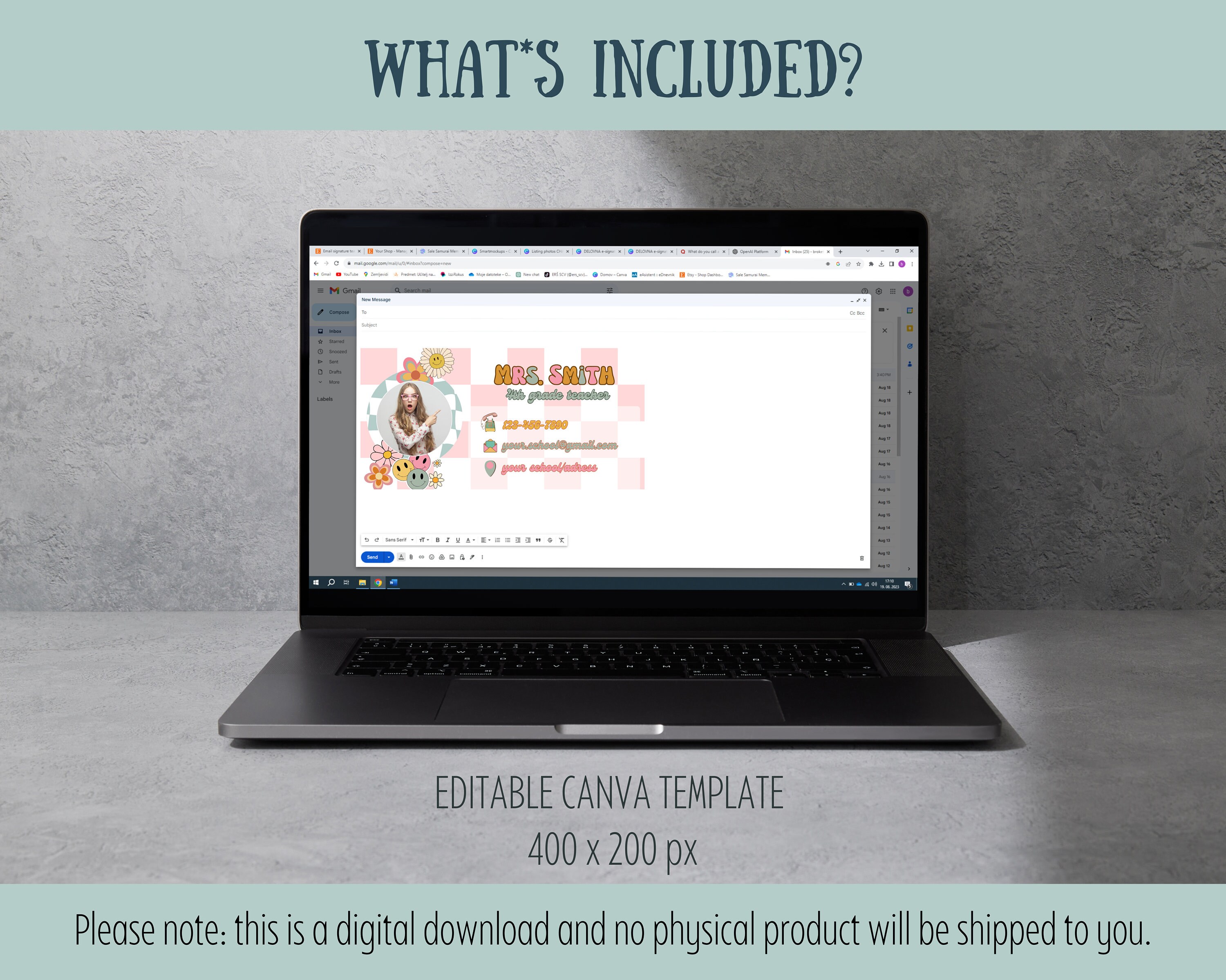Email Signature Teacher Email Signature Canva Template Email Signature ...